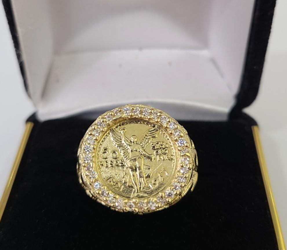 10k 50 Pesos Centenario Ring Yellow Gold Men Real Genuine – Globalwatches10