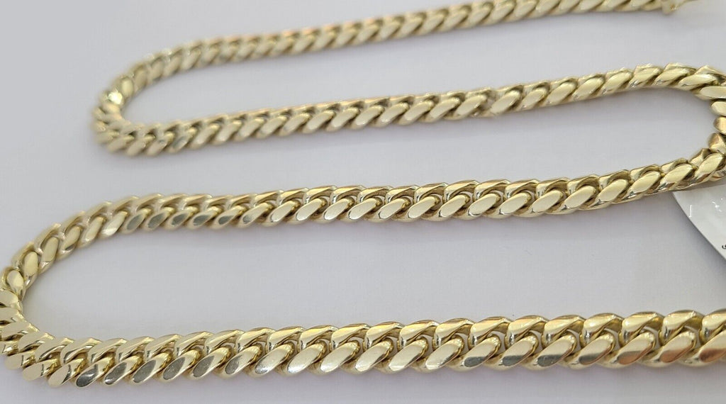 14K Solid Yellow Gold 9mm Miami Cuban Link Chain Necklace 24" Inch 14K ...