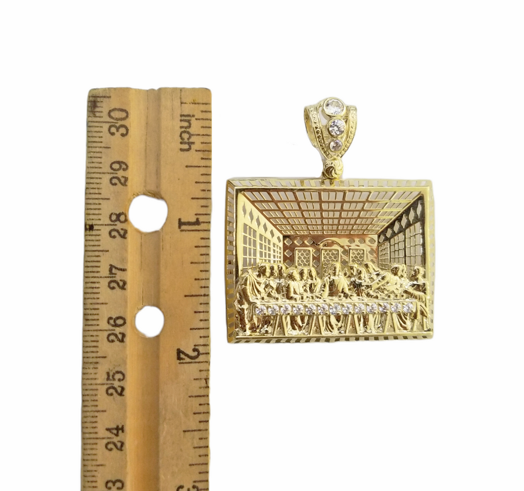 Real 10K Yellow Gold Last Supper Pendent Square Charm 1" Inch ...